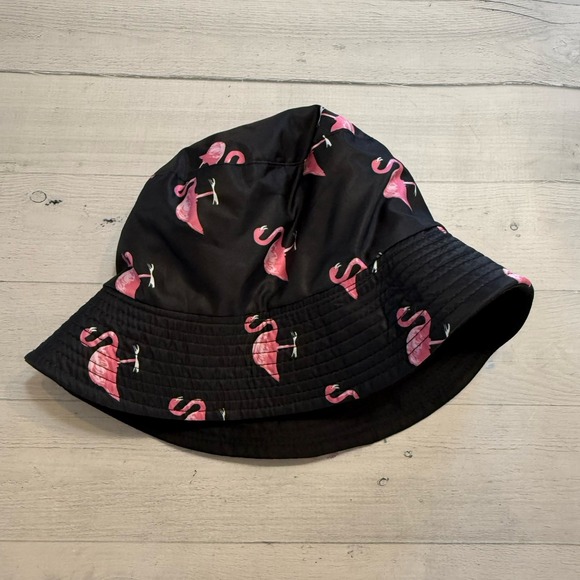 Accessories | Flamingo Reversible Bucket Hat Black And Pink Flamingos ...